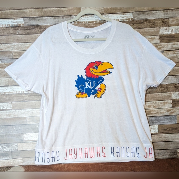 Russell Athletic | Tops | New Russell White Tee With Kansas University ...